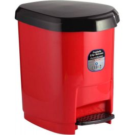 Corbeille à papier ARK 1580 avec pédale 20 L rouge plastique