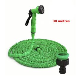 Tuyau de Jardin Extensible 30m avec Pistolet d'Arrosage Vert