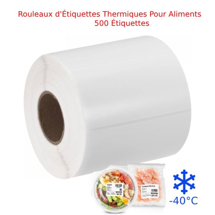 Pack de 5 Rouleaux d'Étiquettes Thermiques Pour Aliments - 500 Étiquettes