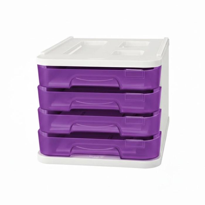 Bloc 4 Tiroirs Faibo Transparent Avec Porte‑Étiquette - 011580