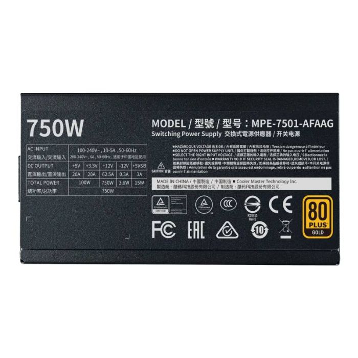 Bloc D'Alimentation COOLER MASTER MWE-750W GOLD V2 Full Modular