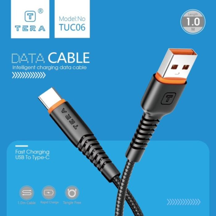 Câble De Charge imprimé en PVC TERA TUC06 type A vers type C - Noir