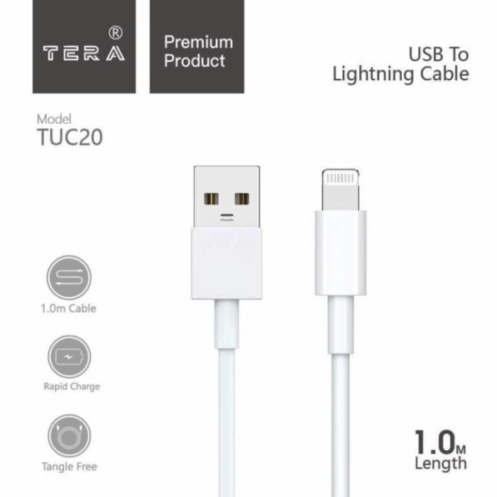 Câble De Charge TERA en PVC type A vers Lighting - Blanc