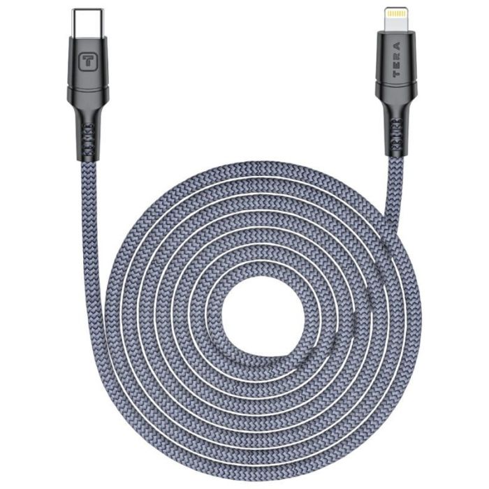 Câble De Charge tressé en PVC TERA type C vers Lighting - Gris