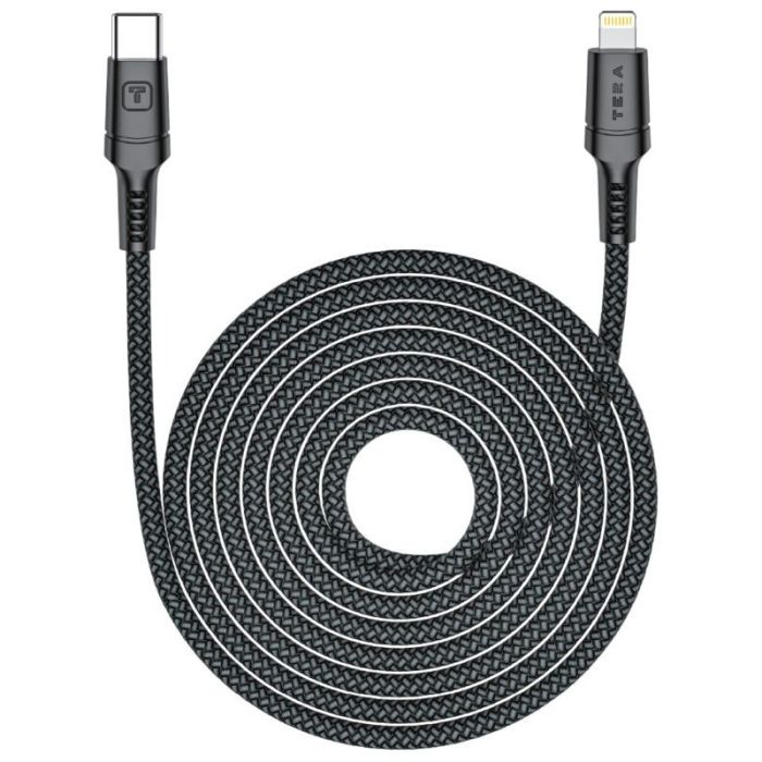 Câble De Charge tressé en PVC TERA type C vers Lighting - Noir