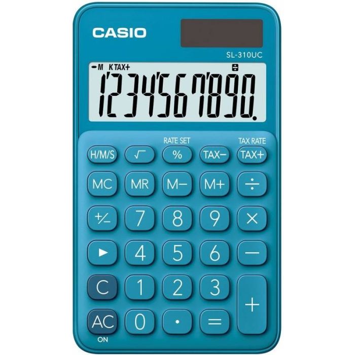 Calculatrice Portable CASIO 10 chiffres Solaire/Batterie - Bleu