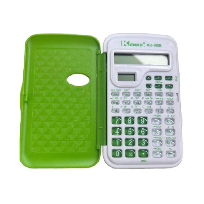 Calculatrice scientifique KENKO verte avec couvercle 10 chiffres