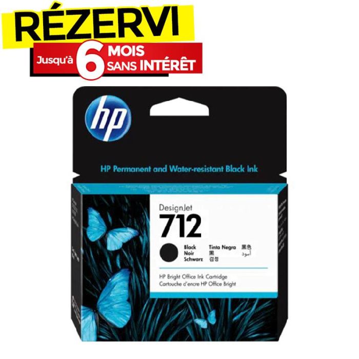 Cartouche d'encre HP d'origine 712 Pour Traceur T230 80ml - Noir