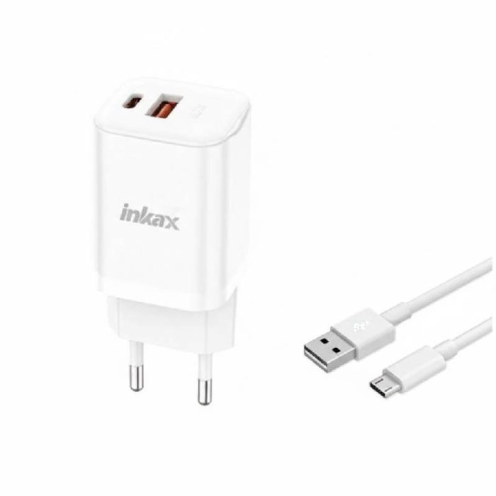 Chargeur Inkax 20W HC-05 2 Ports USB/Type-C + Câble Micro USB