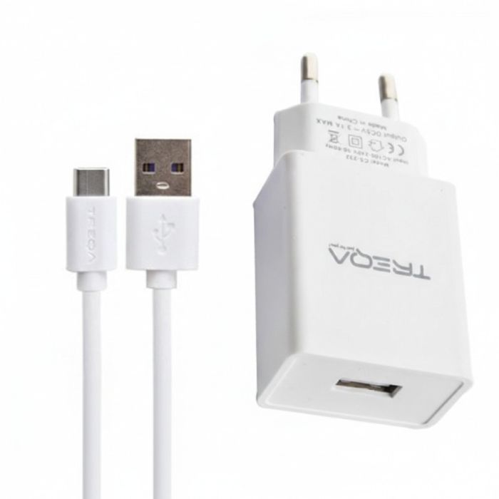 Chargeur Rapide TREQA CS-232 (3.1A) USB vers Type-C - Blanc
