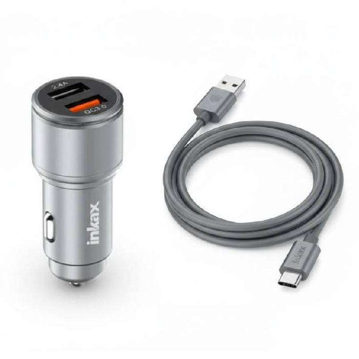 Chargeur Voiture INKAX CA27 Avec Câble Type-C 30 Watts - Silver