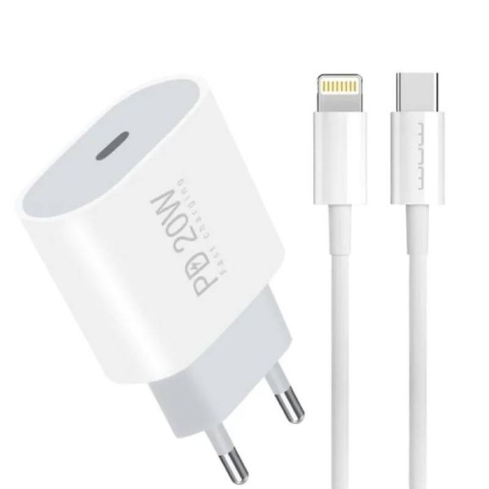 Chargeur WUW T79 USB-C avec Câble Lightning 20W - Blanc
