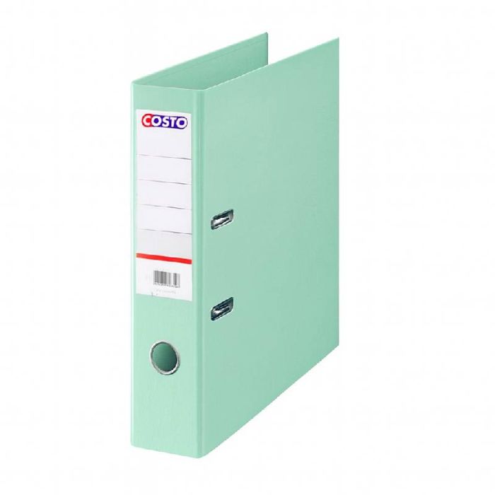 Classeur à Levier COSTO A4 Vert Pastel Dos 75 mm – 2 Anneaux