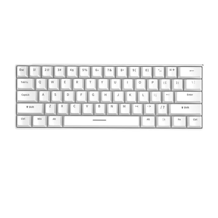 Clavier Gamer Filaire Mécanique H61K Blanc - Interrupteurs bleus