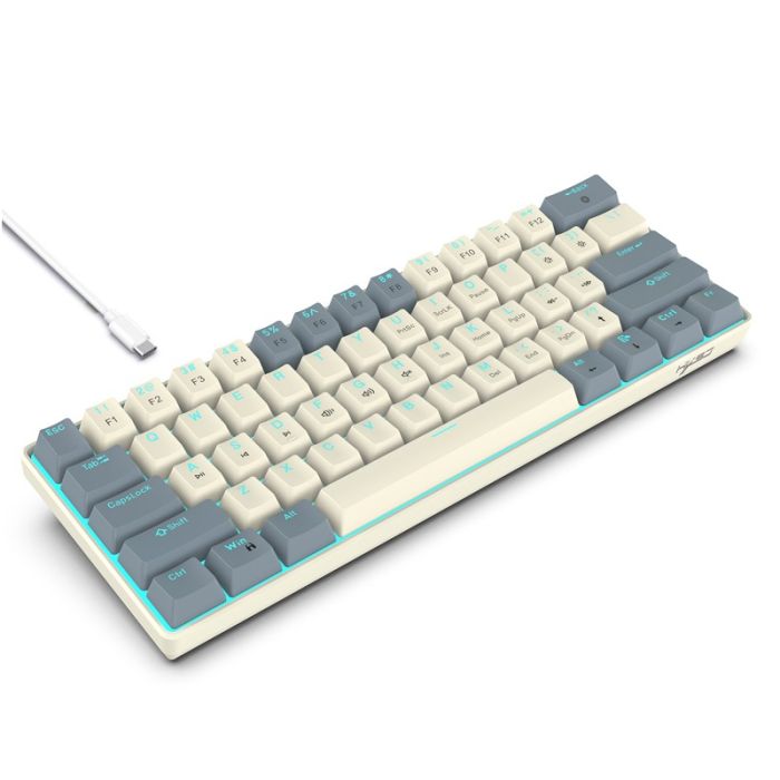 Clavier Gamer HXSJ Filaire Mécanique V900 - Blanc&Gris