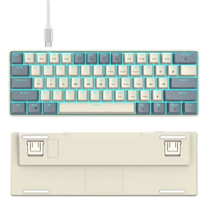 Clavier Gamer HXSJ Filaire Mécanique V900 - Blanc&Gris