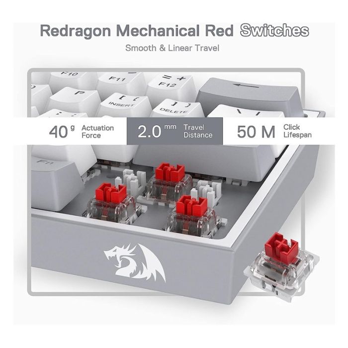 Clavier Gamer Mécanique REDRAGON Fizz K617 RGB Switch Rouge