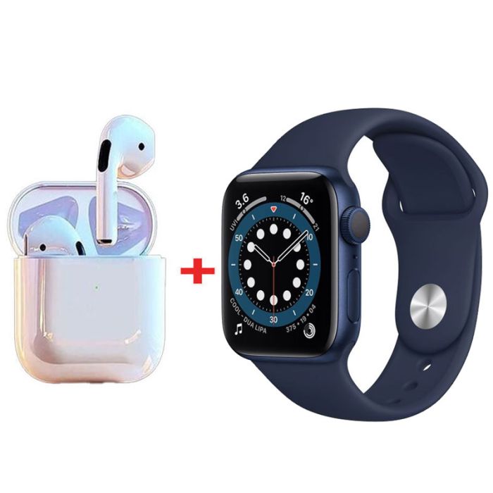 Coffret W26 PRO MAX Serie 8 Montre Connectée + Airpods - Bleu