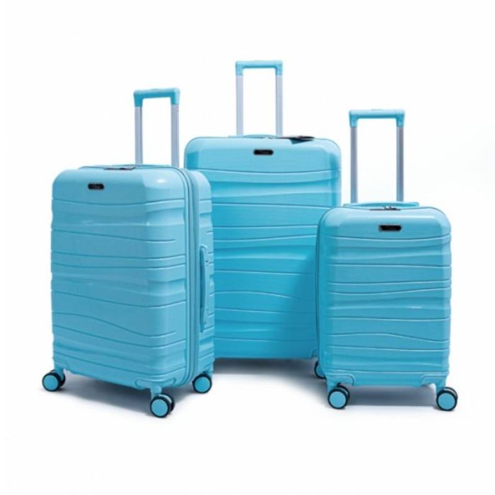 Ensemble de 3 valises TITOU Polypropylène - Bleu Ciel Brillant