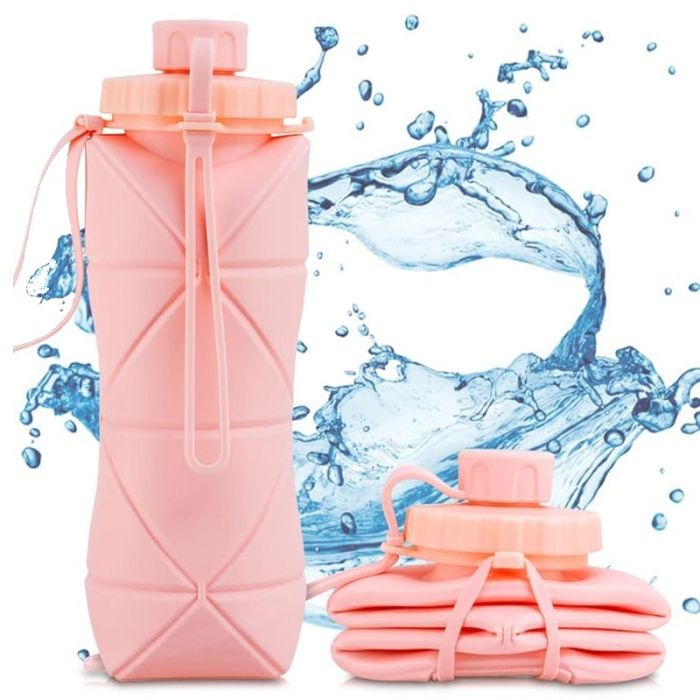 Gourde Pliable en Silicone 600 ml - Rose