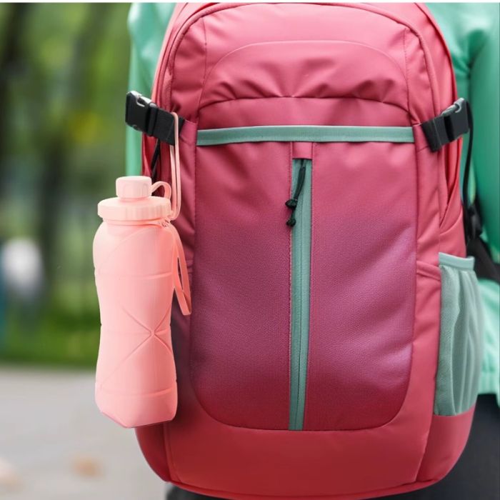 Gourde Pliable en Silicone 600 ml - Rose