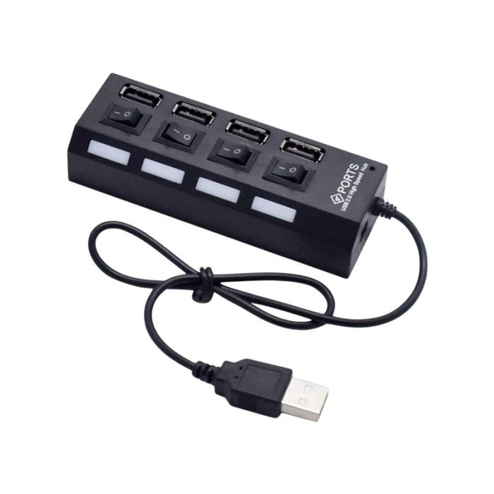 Hub USB 2.0 4 Ports 480Mbps Rétrocompatible avec USB 1.1 - Noir