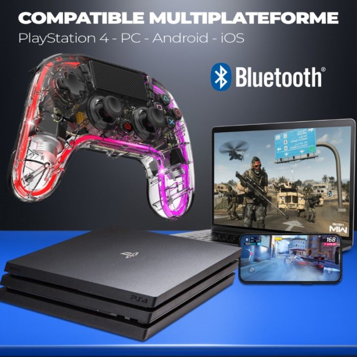 Manette de Jeu Sans Fil SPIRIT OF GAMER NÉON RGB - Transparente