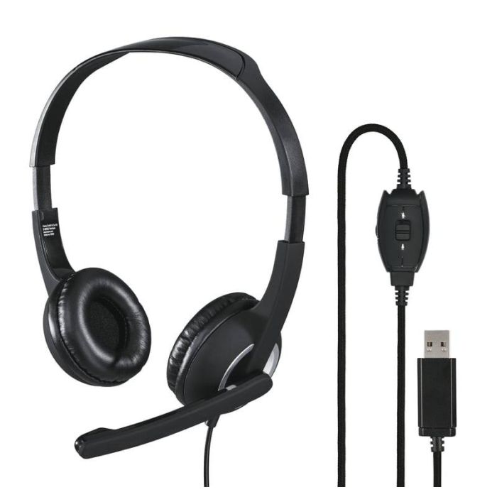 Micro Casque Filaire HAMA PC Office HSUSB250 - Noir