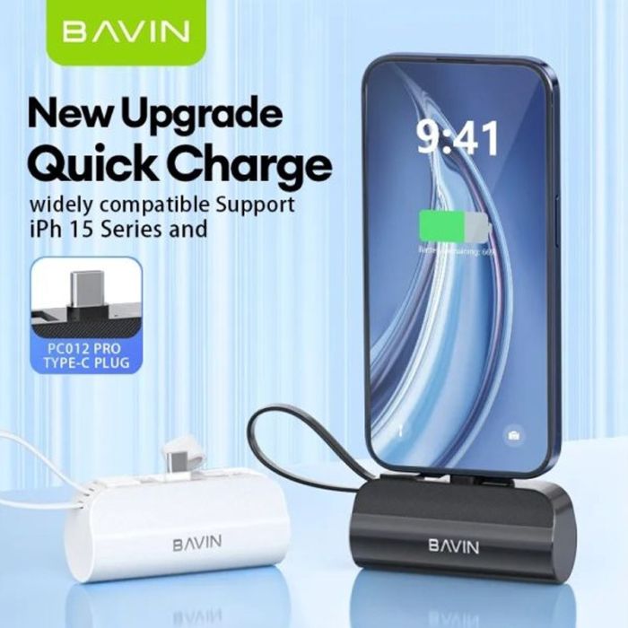Mini Power Bank BAVIN PC012 5000 mAh - Blanc