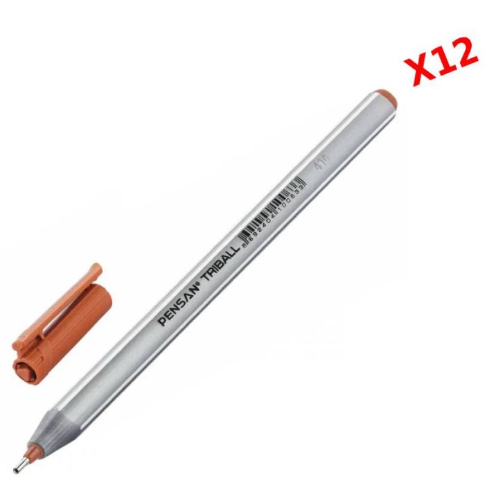 Pack 12 Stylos à Bille PENSAN Triball Marron 1.0 mm