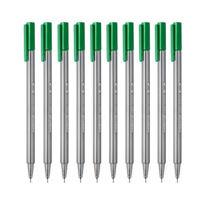 Pack 10 Stylos STAEDTLER Triplus Fineliner Vert