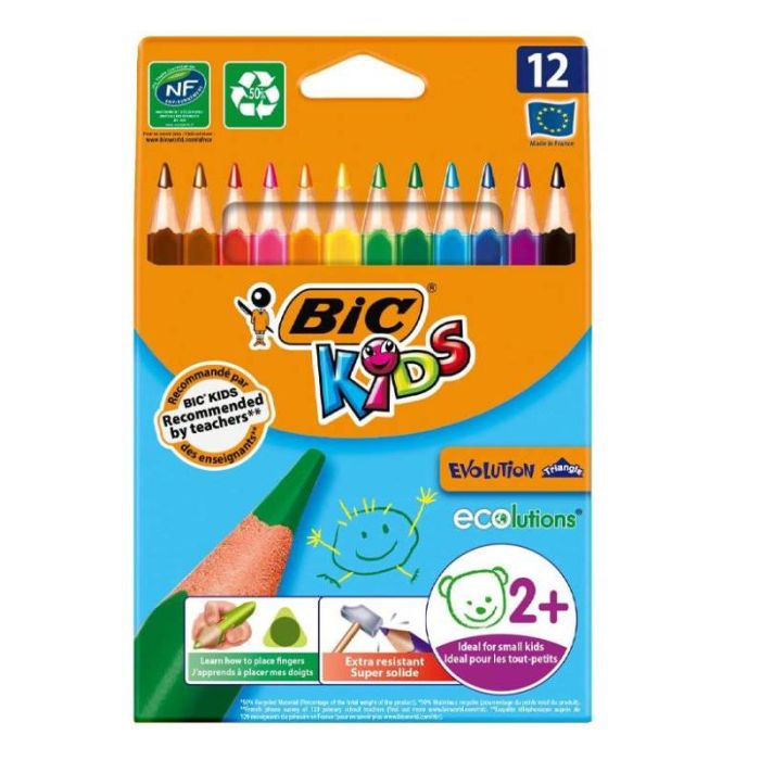 Pack de 12 Crayons Couleurs BIC Kids Evolution Triangle ECOlutions