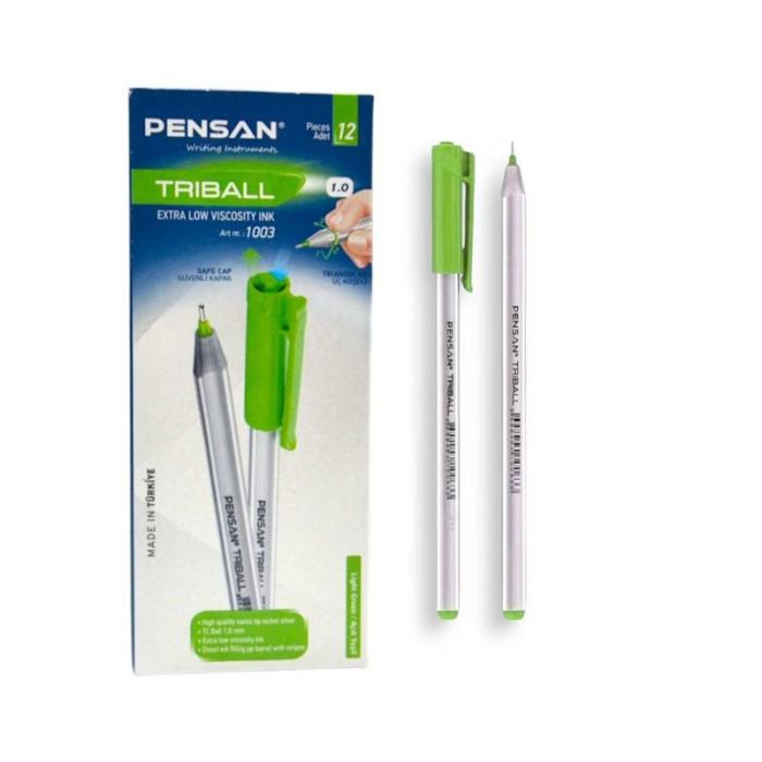 Pack 12 Stylos à Bille PENSAN Triball Vert Pistache 1.0 mm