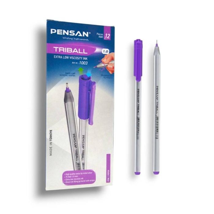 Pack 12 Stylos à Bille PENSAN Triball Violet 1.0 mm