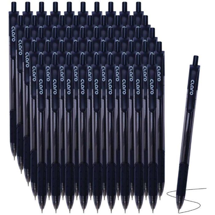 Pack 50 Stylos à Bille CLARO Trion Grip RT Noir 1 mm