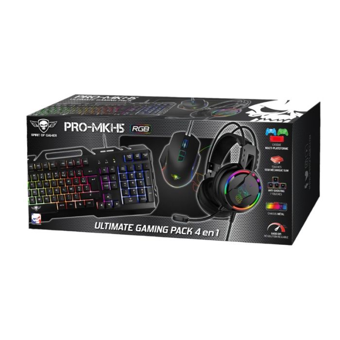 PACK Gaming 4 en 1 SPIRIT OF GAMER PRO-MKH5 RGB - Noir