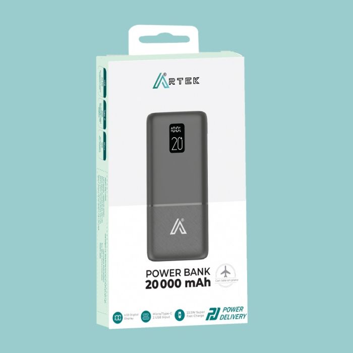 Power Bank Filaire ARTEK 20000 mAh 22.5 Watts - ONYX
