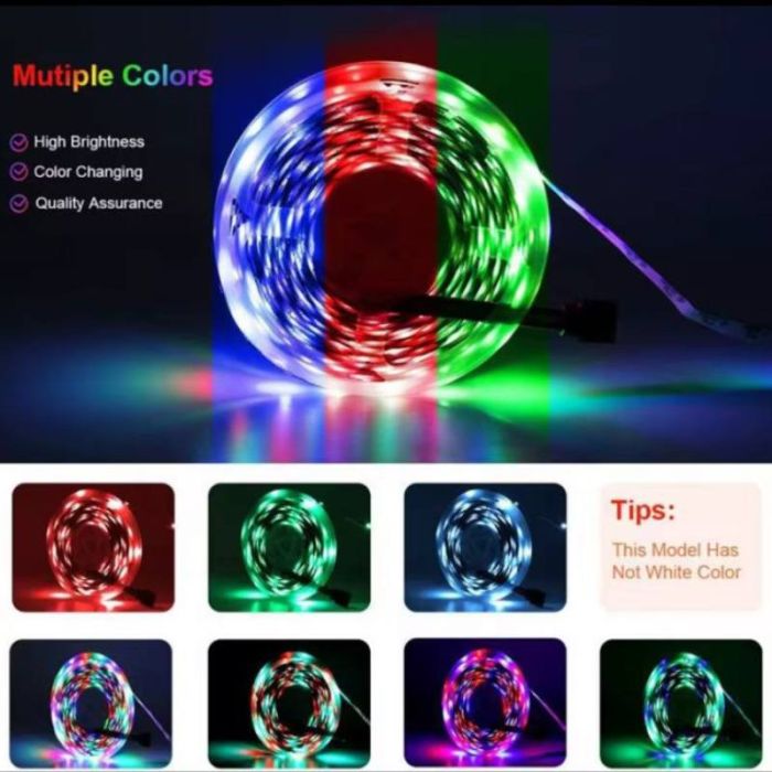 Ruban LED RGB multicolore 12V - 5 Mètres