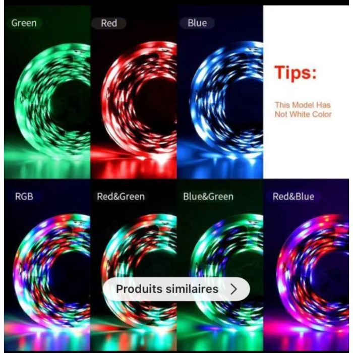 Ruban LED RGB multicolore 12V - 5 Mètres