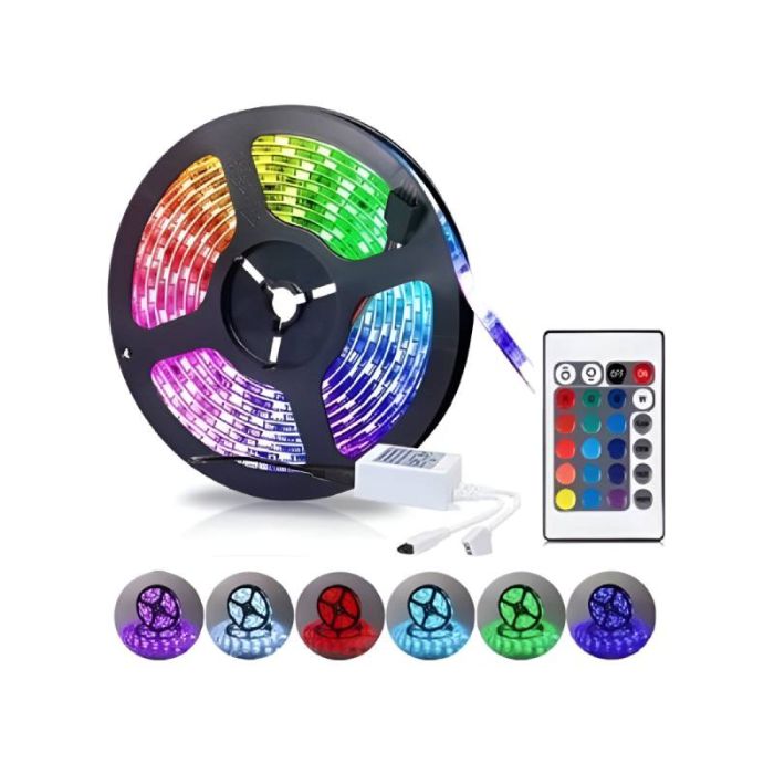 Ruban LED RGB multicolore 12V - 5 Mètres