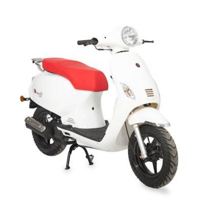 Scooter à Essence XTF Coccinelle 49cc Blanc Avec Chaise Rouge