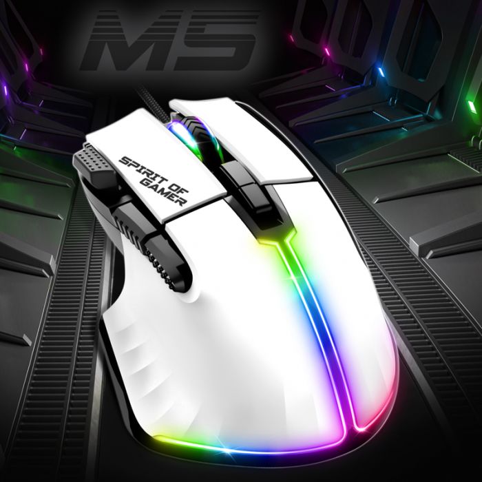 Souris Gamer Filaire SPIRIT OF GAMER PRO M5 RGB - Blanc
