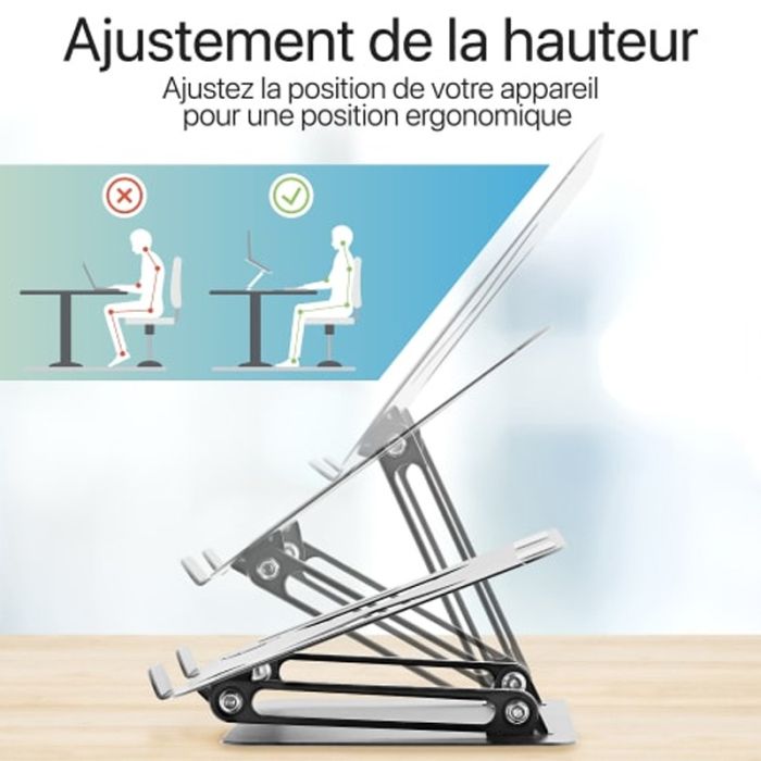 Support Pour Notebook TNB iClick Pliable - Aluminium