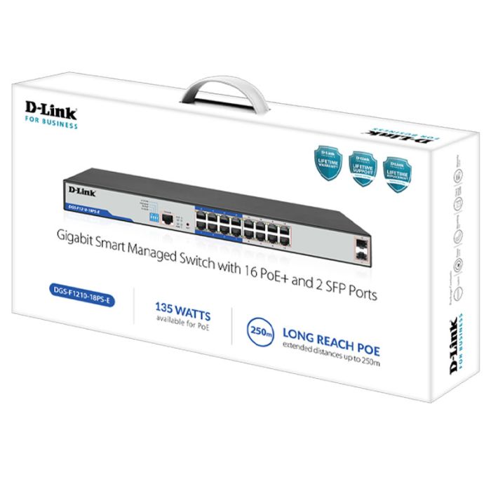 Switch D-LINK PoE+ géré intelligent Gigabit avec 16 ports PoE+