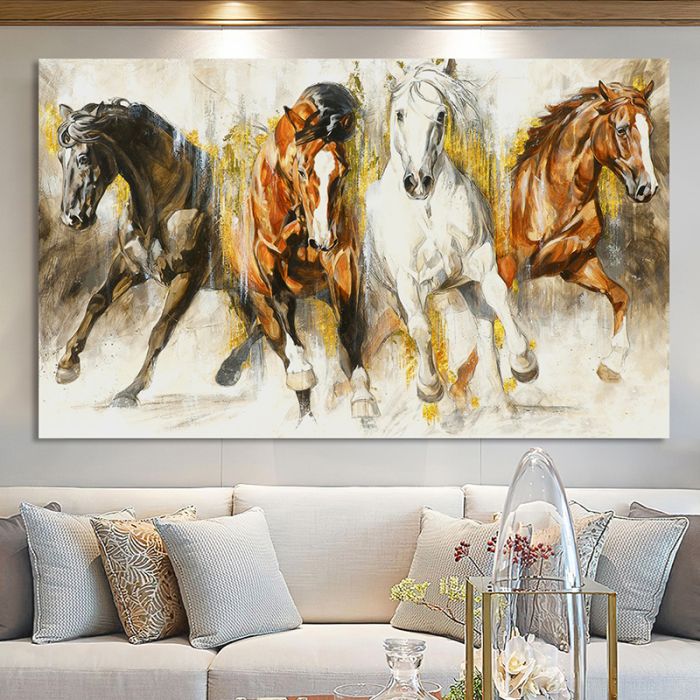 Tableau De Décoration 120 x 80 cm Chevaux Sauvages (MK16-T02)
