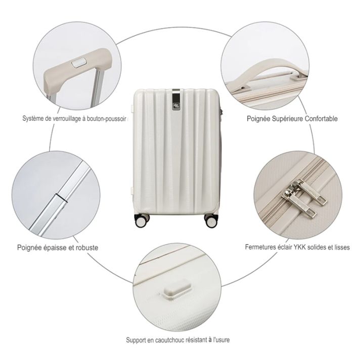 Valise HANKE H80002 Polypropylene Small 20" - Blanc